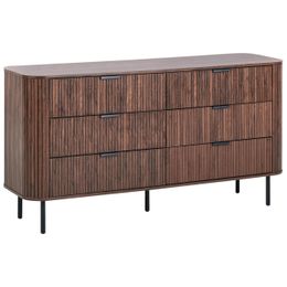 Beliani KOMMODE mit 6 Schubladen Dunkelbraun Bradley