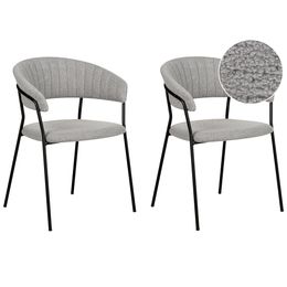 Beliani ESSZIMMERSTUHL 2er-Set Boucl&eacute; grau Mariposa