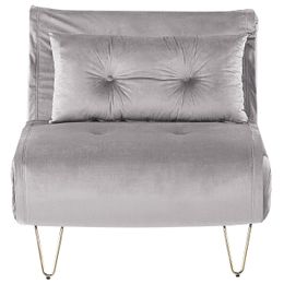 Beliani SCHLAFSOFA Samtstoff Grau Vestfold
