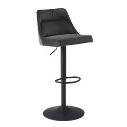 KADIMA DESIGN BARHOCKER Samt Lehne H&ouml;henverstellbar Trompetenfu&szlig; Gepolstert, Grau 45x51x106 cm