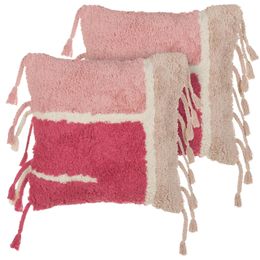 Beliani DEKOKISSEN 2er-Set Rosa 45/45 cm Bistorta