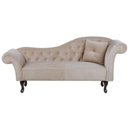 Beliani CHAISELONGUE Samtstoff beige rechtsseitig Lattes