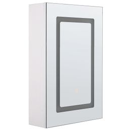 Beliani BAD SPIEGELSCHRANK wei&szlig;/silber mit LED-Beleuchtung 40/60 cm Condor