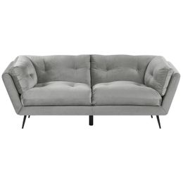 Beliani 3-SITZER-SOFA Samtstoff Grau Lenvik