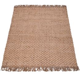 KADIMA DESIGN JUTETEPPICH handgewebt wendbar, mit Korbbindung-Motiv, Natur, 120 x 170 cm