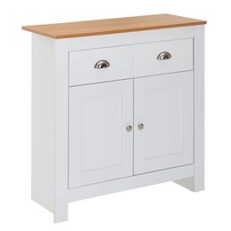 KADIMA DESIGN SIDEBOARD &ndash; Eiche/Wei&szlig;, 2 Schubladen, melaminbeschichtet, modern
