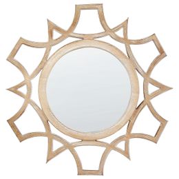 Beliani WANDSPIEGEL heller Holzfarbton rund 60 cm Zapopan
