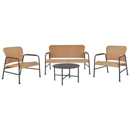 Beliani GARTENLOUNGE 4-Sitzer Naturfarben Ofanto