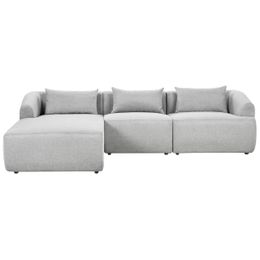 Beliani 3-SITZER-ECKSOFA Stoff hellgrau linksseitig Svansele