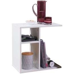 KADIMA DESIGN BEISTELLTISCH Holz Ablagef&auml;cher Kratzfest Wasserabweisend ITTER, Wei&szlig; 50x30x50 cm