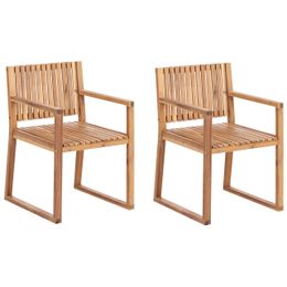 Beliani GARTENSTUHL 2er-Set Heller Holzfarbton SASSARI Sassari II