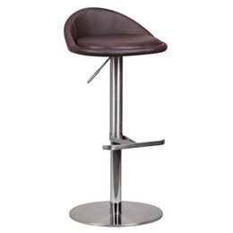 KADIMA DESIGN BARHOCKER H&ouml;henverstellbar Edelstahl Halbrunde R&uuml;ckenlehne DONAU, Braun 43x43x90 cm