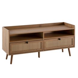 KADIMA DESIGN LOWBOARD Eiche-Dekor Rattan Modern Stil 120x56x39 cm mit Schubladen