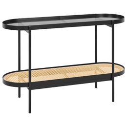 Beliani KONSOLENTISCH Schwarz/Heller Holzfarbton Reno
