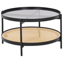 Beliani COUCHTISCH Schwarz/Heller Holzfarbton Reno