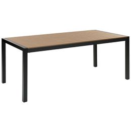Beliani GARTENTISCH Aluminium hellbraun/schwarz 180/90 cm Vernio