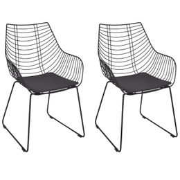 Beliani ESSZIMMERSTUHL 2er-Set Metall Schwarz Annapolis