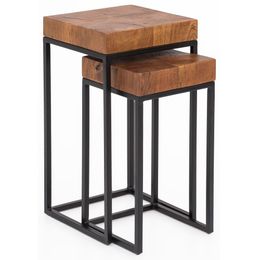 KADIMA DESIGN BEISTELLTISCH Set &ndash; 2-teilig Massivholz Metall handgefertigt Industrial