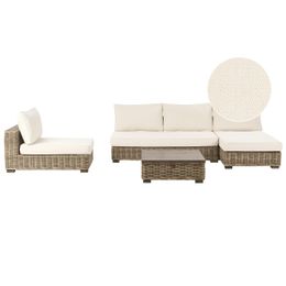 Beliani LOUNGE-SET 4-Sitzer Wei&szlig; Varallo