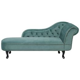 Beliani CHAISELONGUE Samtstoff mintgr&uuml;n rechtsseitig Nimes