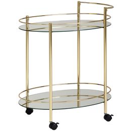 KADIMA DESIGN SERVIERWAGEN &ndash; Gold, 2 Glasplatten, auf Rollen