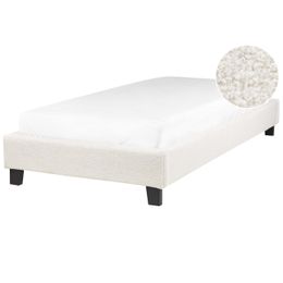 Beliani POLSTERBETT Beige-Dunkler Holzfarbton 90-200 cm Roanne