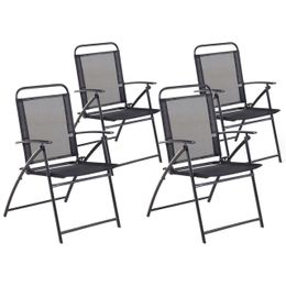 Beliani GARTENSTUHL 4er-Set Stahl schwarz Livo