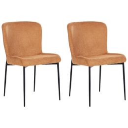 Beliani ESSZIMMERSTUHL 2er-Set Polsterbezug Orange Ada