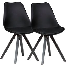 KADIMA DESIGN ESSZIMMERSTUHL Stoffbezug mit Holzgestell Modern gepolstert, Schwarz 49x52x87 cm