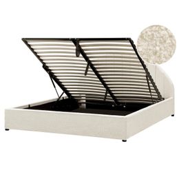Beliani BETT mit Stauraum 160/200 cm Cremewei&szlig; Chadenet