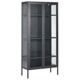 Beliani VITRINE Metall schwarz 4 F&auml;cher 176 cm Harty