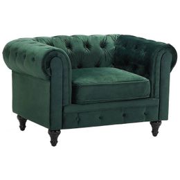 Beliani SESSEL Samtstoff gr&uuml;n Chesterfield