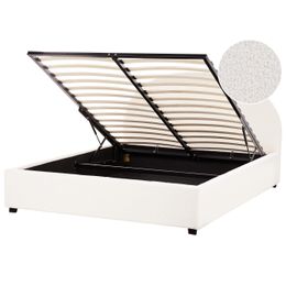 Beliani BETT mit Stauraum 160/200 cm Cremewei&szlig; Vaucluse