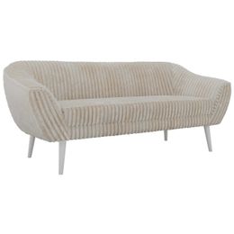 3-SITZER-SOFA PIRS - Beige Cord - Wei&szlig;e Beine