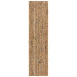 KADIMA DESIGN JUTETEPPICH handgewebt ERME, in Naturjute, Natur-Blau, 60 x 230 cm