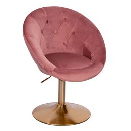 KADIMA DESIGN LOUNGESESSEL Chesterfield-Stil mit Samtbezug und 360&deg; Drehfunktion, Rosa 67x62x100 cm
