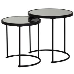 KADIMA DESIGN BEISTELLTISCH Set &ndash; Schwarz Glasplatte modern 50x50x50 cm 42x45x42 cm