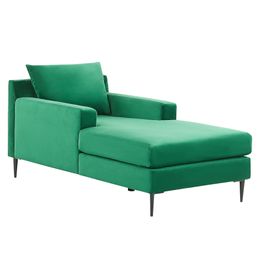 Beliani CHAISELONGUE Samtstoff gr&uuml;n/schwarz Gueret
