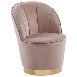Beliani SESSEL Samtstoff Beige/Gold Alby