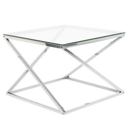 Beliani COUCHTISCH Glas Silber quadratisch 60/60 cm Beverly