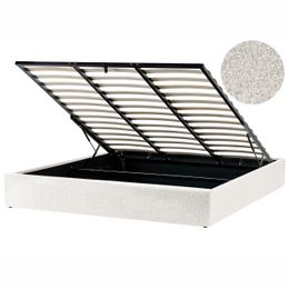 Beliani BETT mit Stauraum 180/200 cm Cremewei&szlig; Dinan
