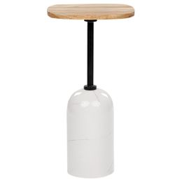 Beliani BEISTELLTISCH Metall heller Holzfarbton/wei&szlig; rund 30 cm Oasis