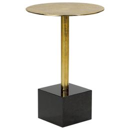Beliani BEISTELLTISCH Metall/Marmor gold/schwarz rund 30 cm Colibri