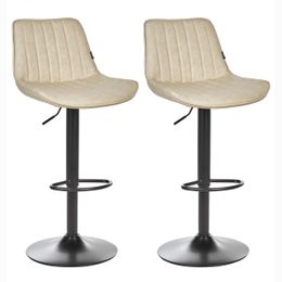 Beliani BARHOCKER 2er-Set Kunstleder Helles Beige Dubrovnik