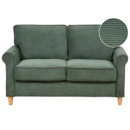 Beliani 2-SITZER-SOFA Cord dunkelgr&uuml;n Ronneby
