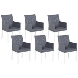 Beliani GARTENSTUHL 6er-Set Aluminium grau Bacoli