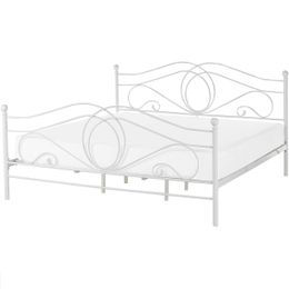 Beliani METALLBETT 180/200cm Wei&szlig; Lyra