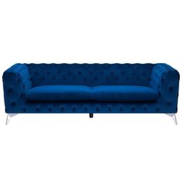 Beliani 3-SITZER-SOFA Samtstoff Dunkelblau Sotra