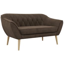 2-SITZER-SOFA PIRS - Braun Velvet - Holzbeine