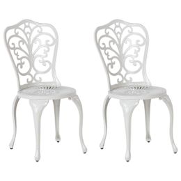 Beliani GARTENSTUHL 2er Set Wei&szlig; Triora